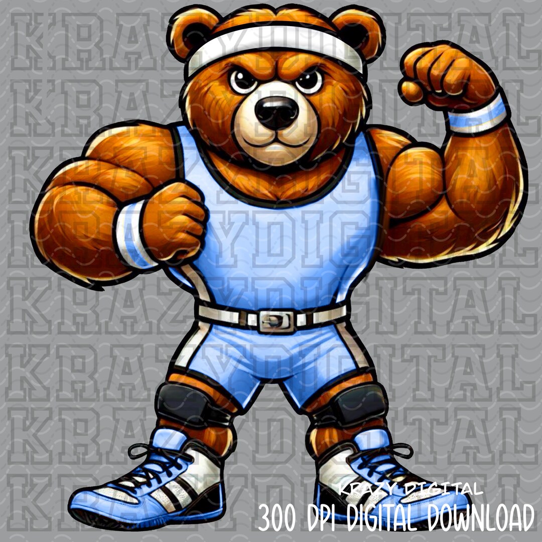 Light Blue Bears Wrestler Mascot PNG, Bears Mascot Digital Design ...