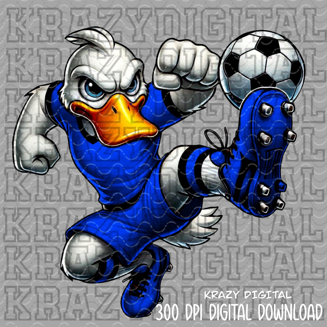 Blue Duck Soccer Mascot PNG, Blue Duck Digital, Mallard Duck Sport ...