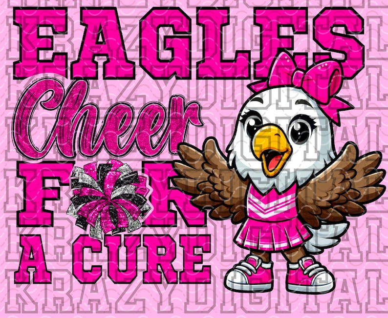 Eagles Pink Mascot PNG, Eagle Girly Mascot, Eagle Cheer for a Cure ...