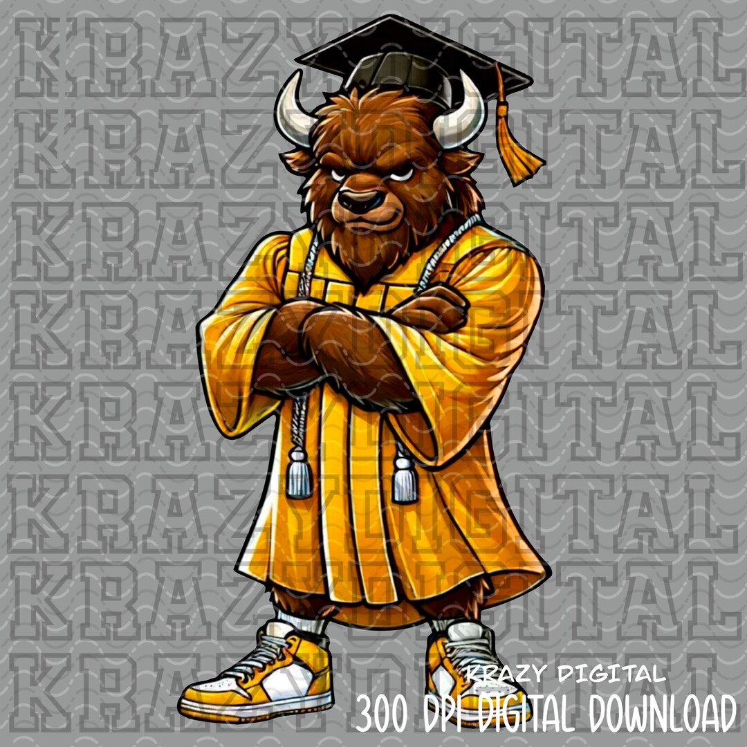 Yellow Buffalo Graduation PNG, Bison Senior 2025, Kindergarten Graduate ...