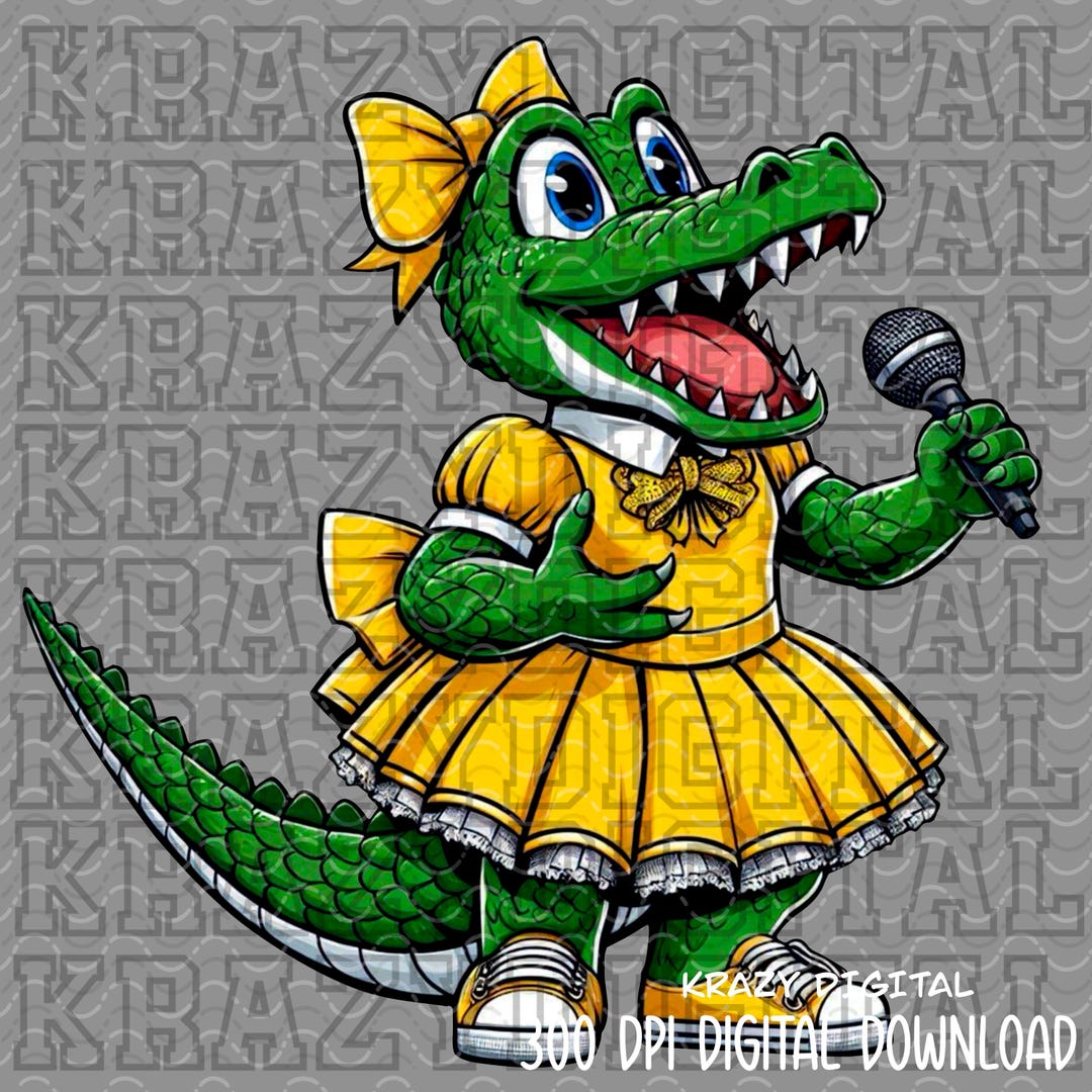 Yellow Alligator Choir PNG, Alligator Girl Church Choir Design ...