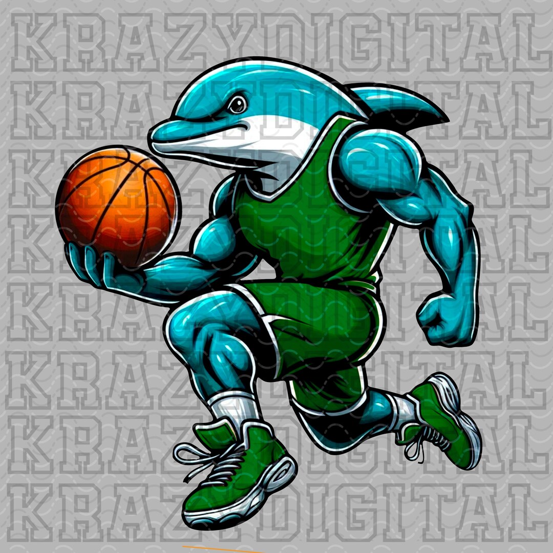 Dolphin Basketball Green PNG, Green Boy Sports Design, Fun Basketball ...
