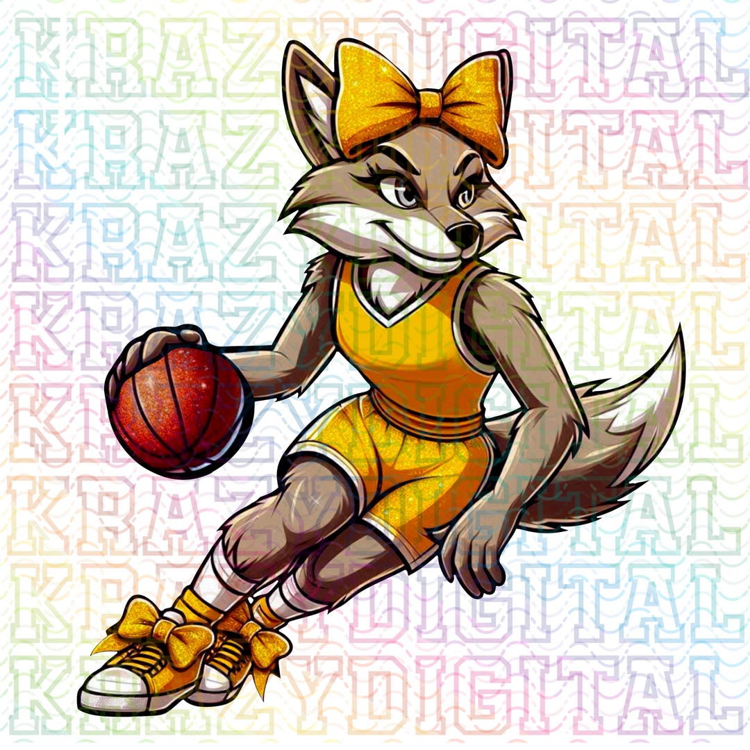 Yellow Lady Coyote Basketball PNG, Yellow Girl Coyote Design, Coyote ...