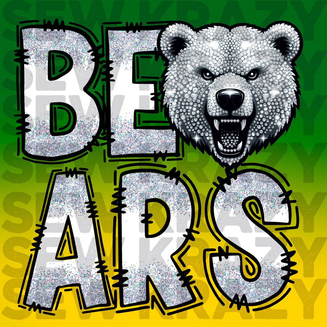 Bears Rhinestone Mascot PNG, Bears Faux Rhinestone Art, Battlin Bears ...