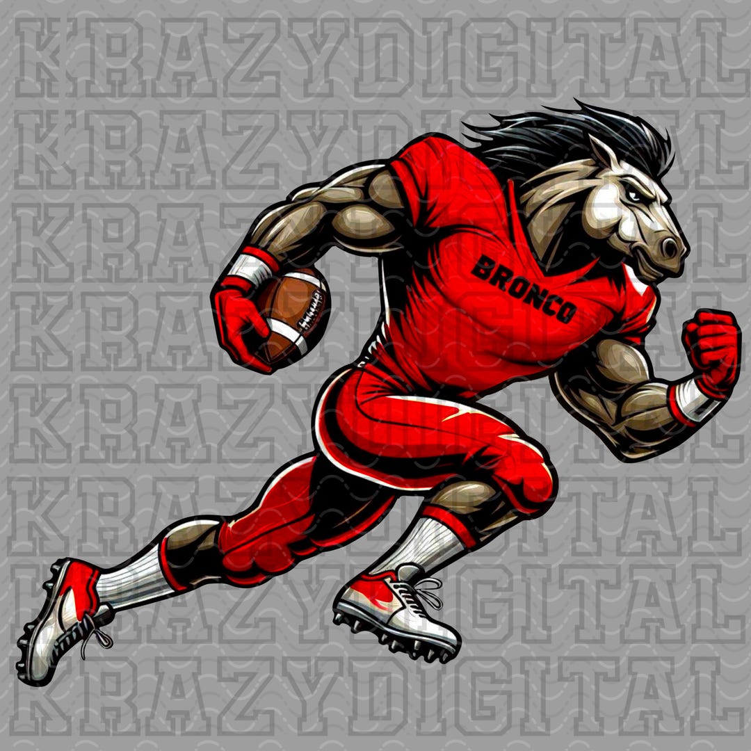 Red Bronco Football PNG, Red Bronco Boy Design, Red Bronco Digital File ...