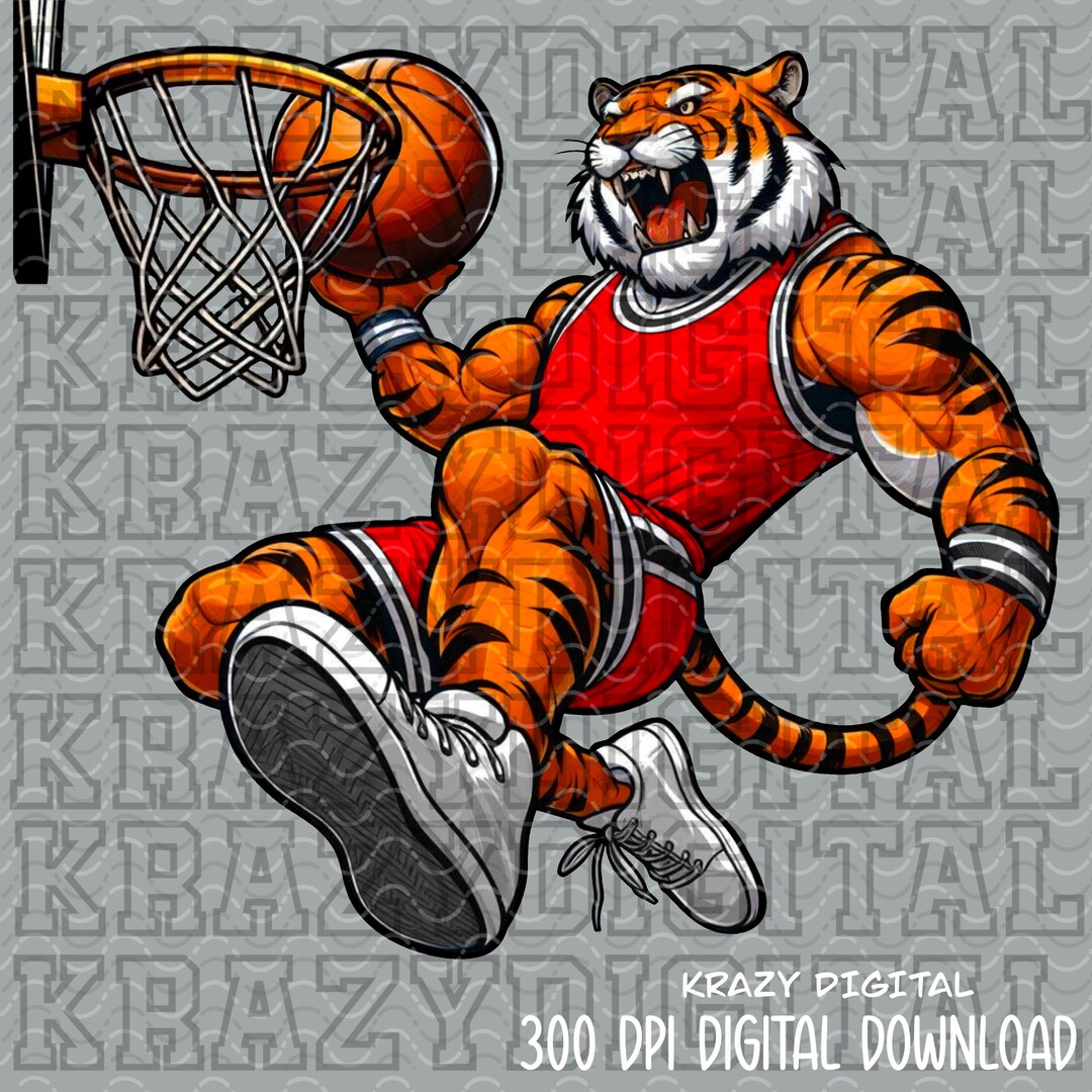 Red Tiger Basketball Digital File, Tiger Basketball PNG, Tiger ...