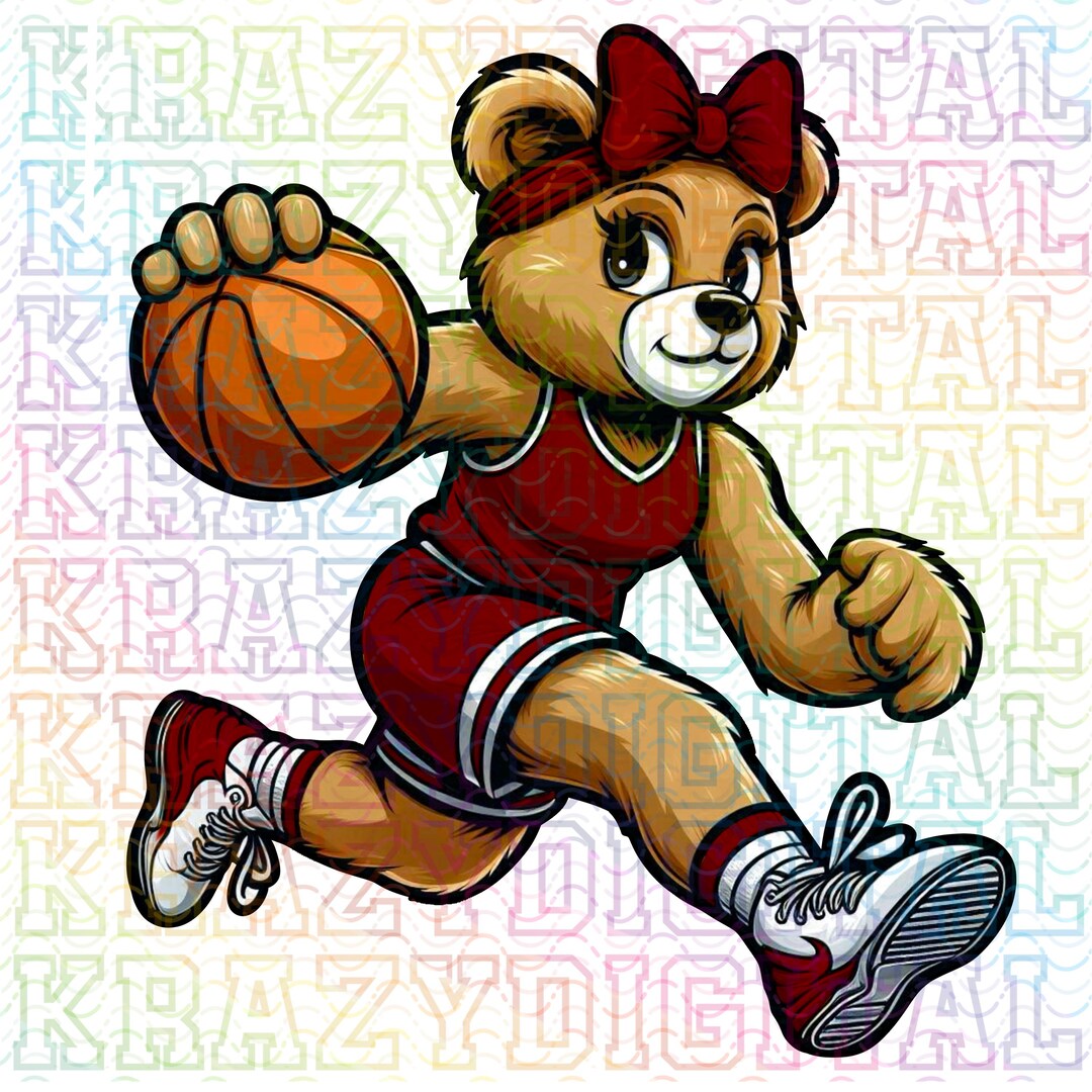 Lady Bears Red Basketball Mascot PNG, Bears Mascot Artwork, Dunking ...