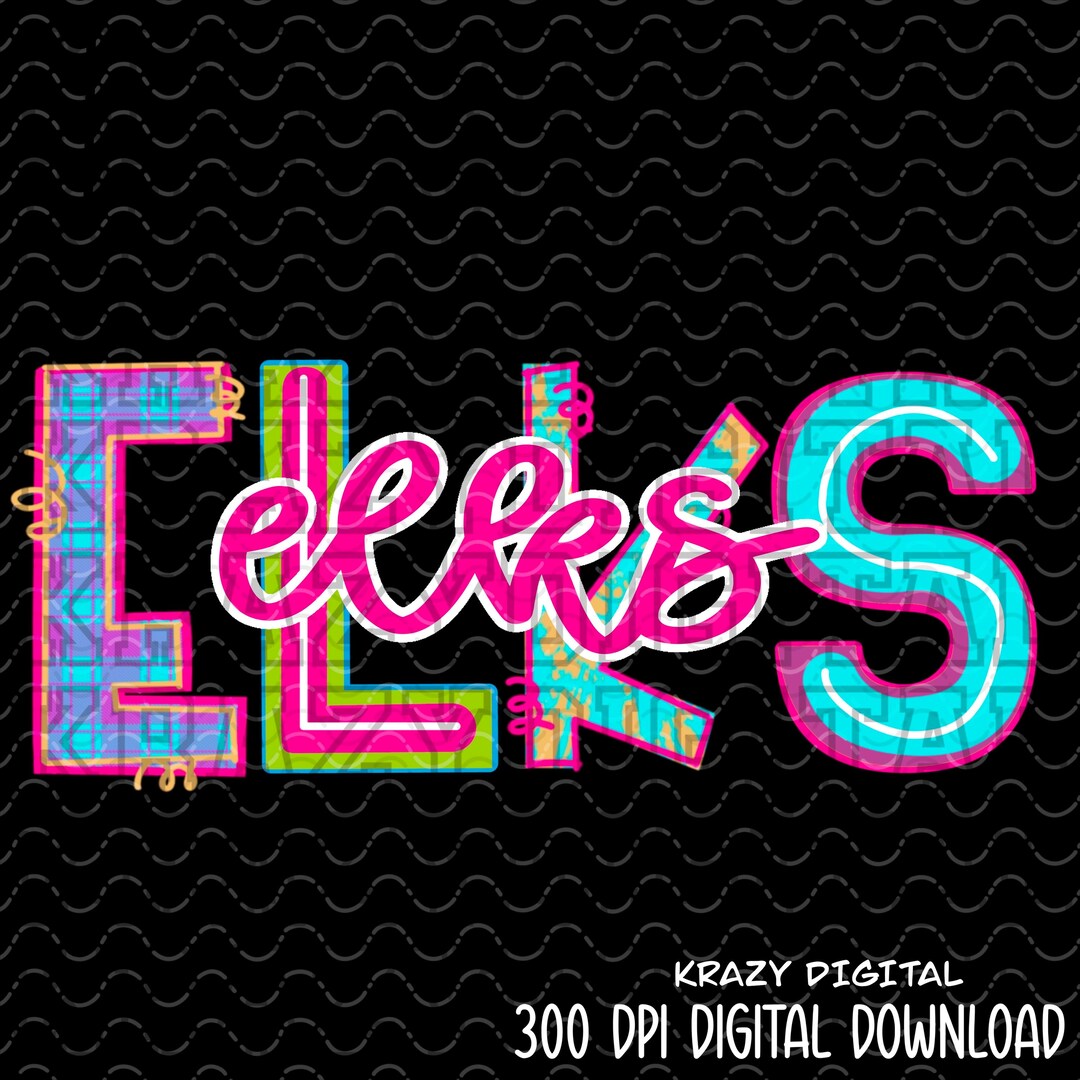 Neon Elks Sketch Font PNG, Elks Girl Sister Spirit Digital File, Sports ...