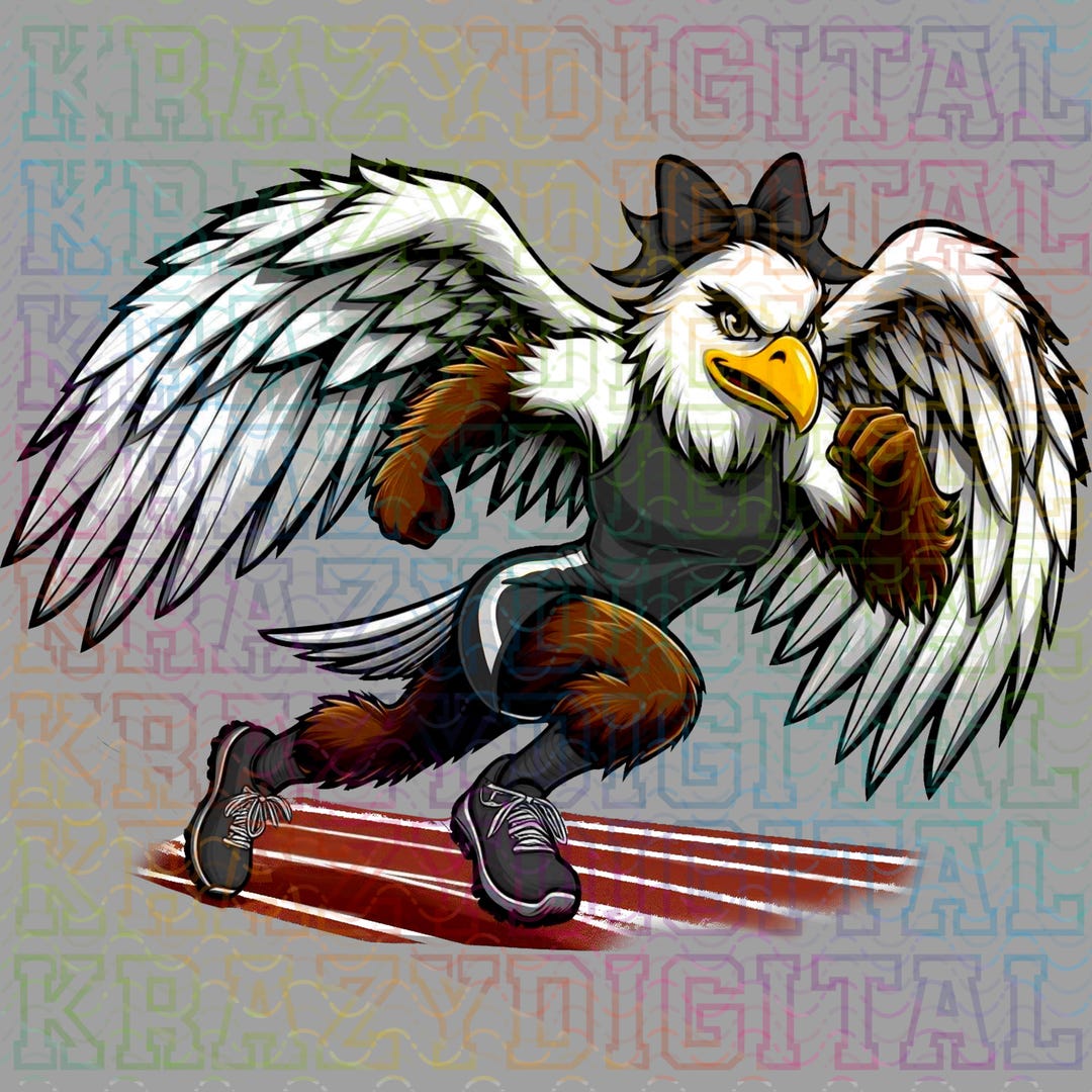 Lady Eagles Black Track Mascot PNG, Eagle Girly Mascot, Eagle Cross ...