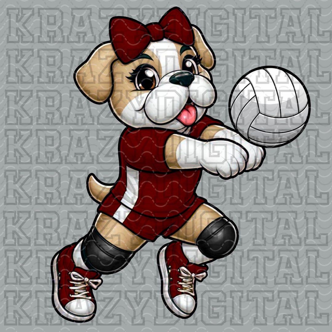 Lady Bulldog Maroon Volleyball Mascot PNG, Little Bulldog Mom ...