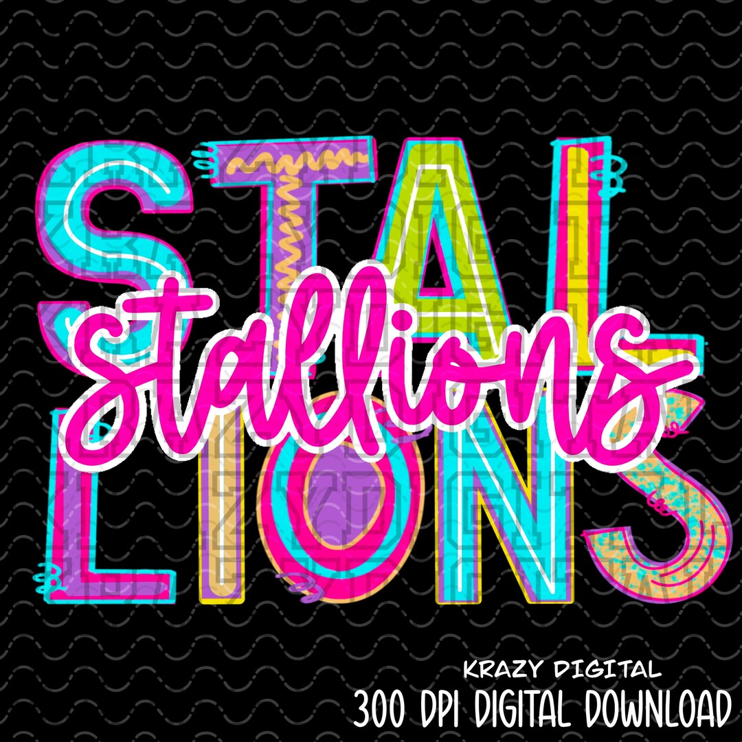 Neon Stallion Sketch Font PNG, Stallion Girl Sister Spirit Digital File ...