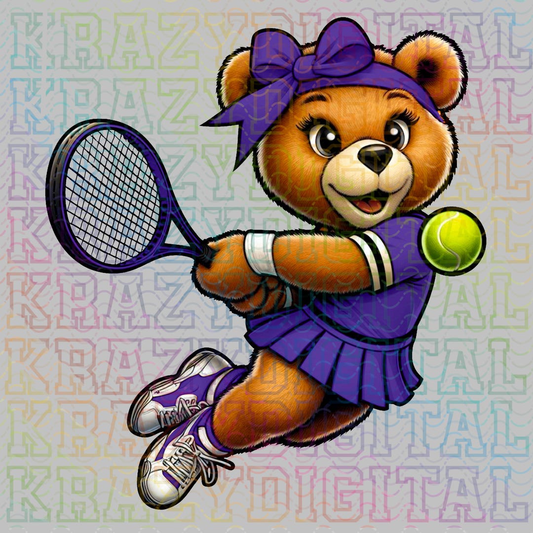 Bears Purple Tennis Mascot PNG, Bears Mascot Artwork, Purple Tennis ...