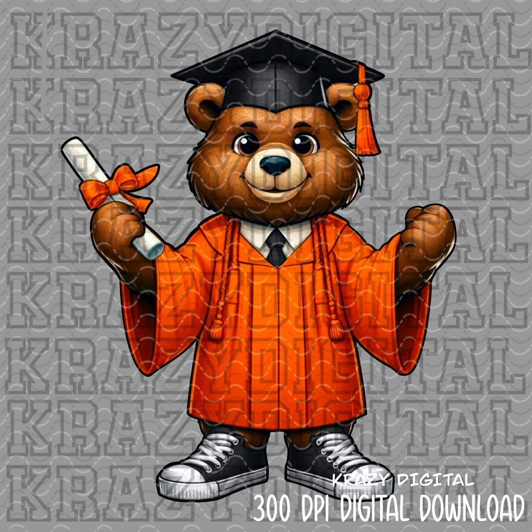 Orange Bears Graduate PNG, Bears Senior 2025 Digital Design, Orange Boy ...