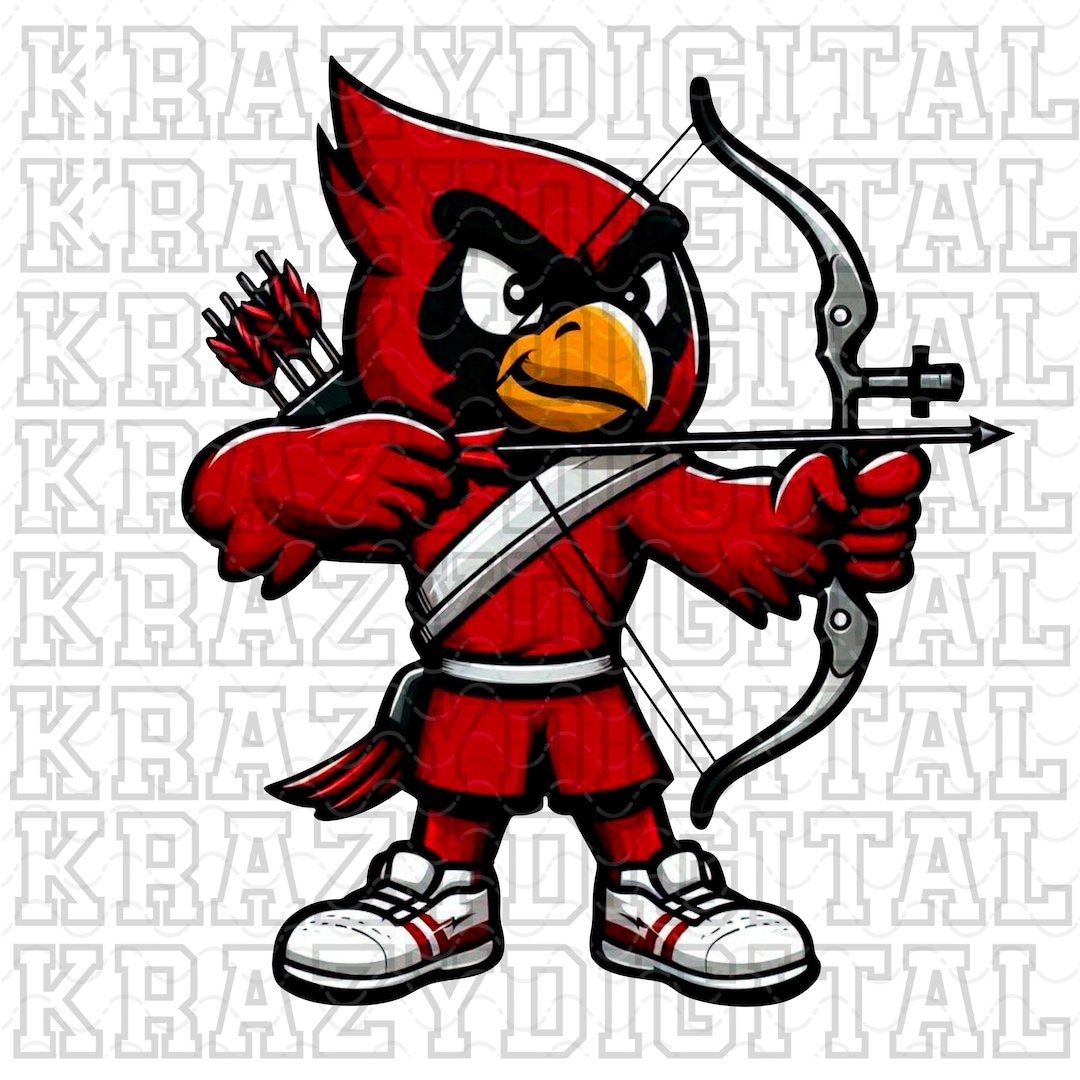 Red Cardinal Archery Mascot PNG, Red Bird School Mascot Digital ...