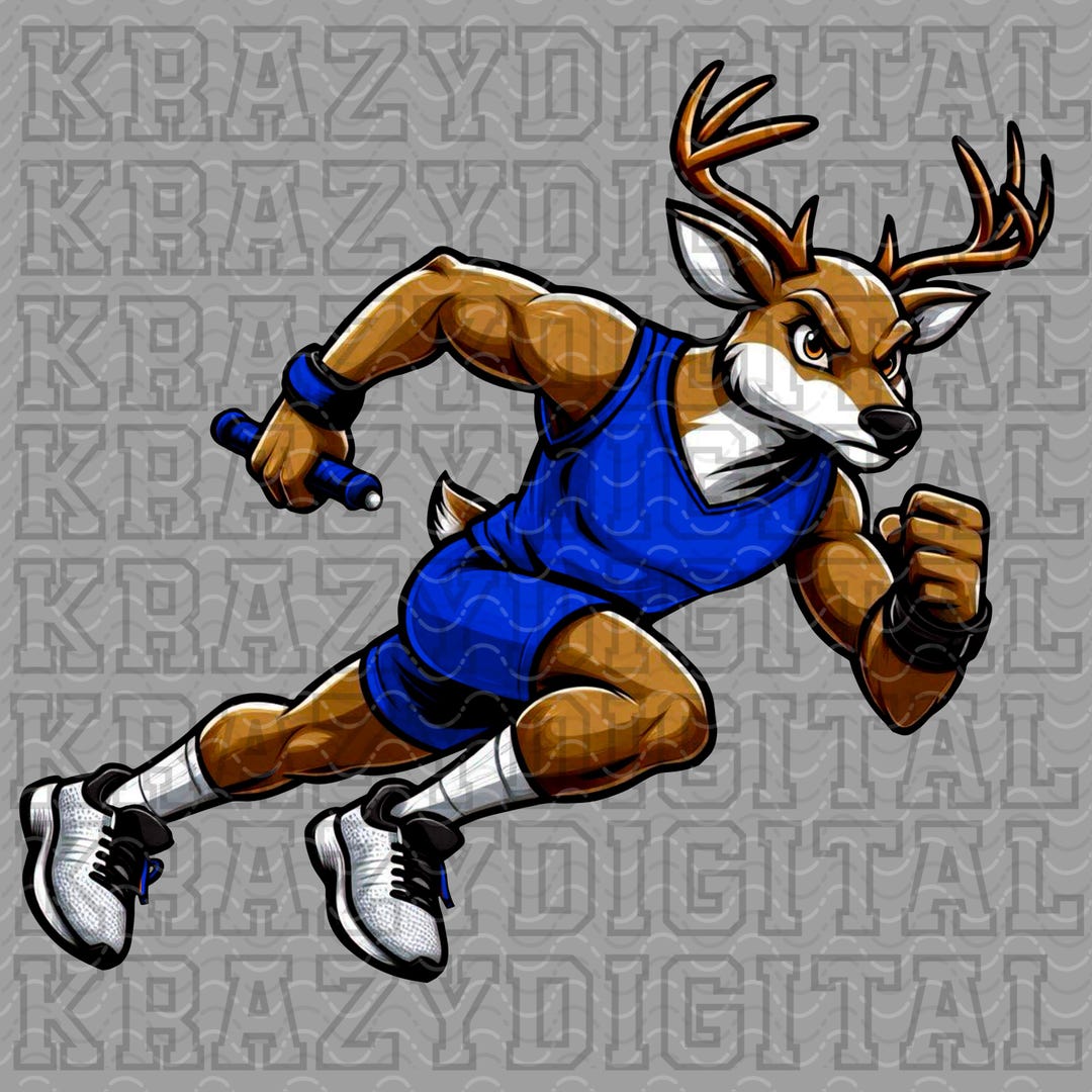 Bucks Blue Mascot Track PNG, Deer Sport Design, Blue Boy Track Mascot ...