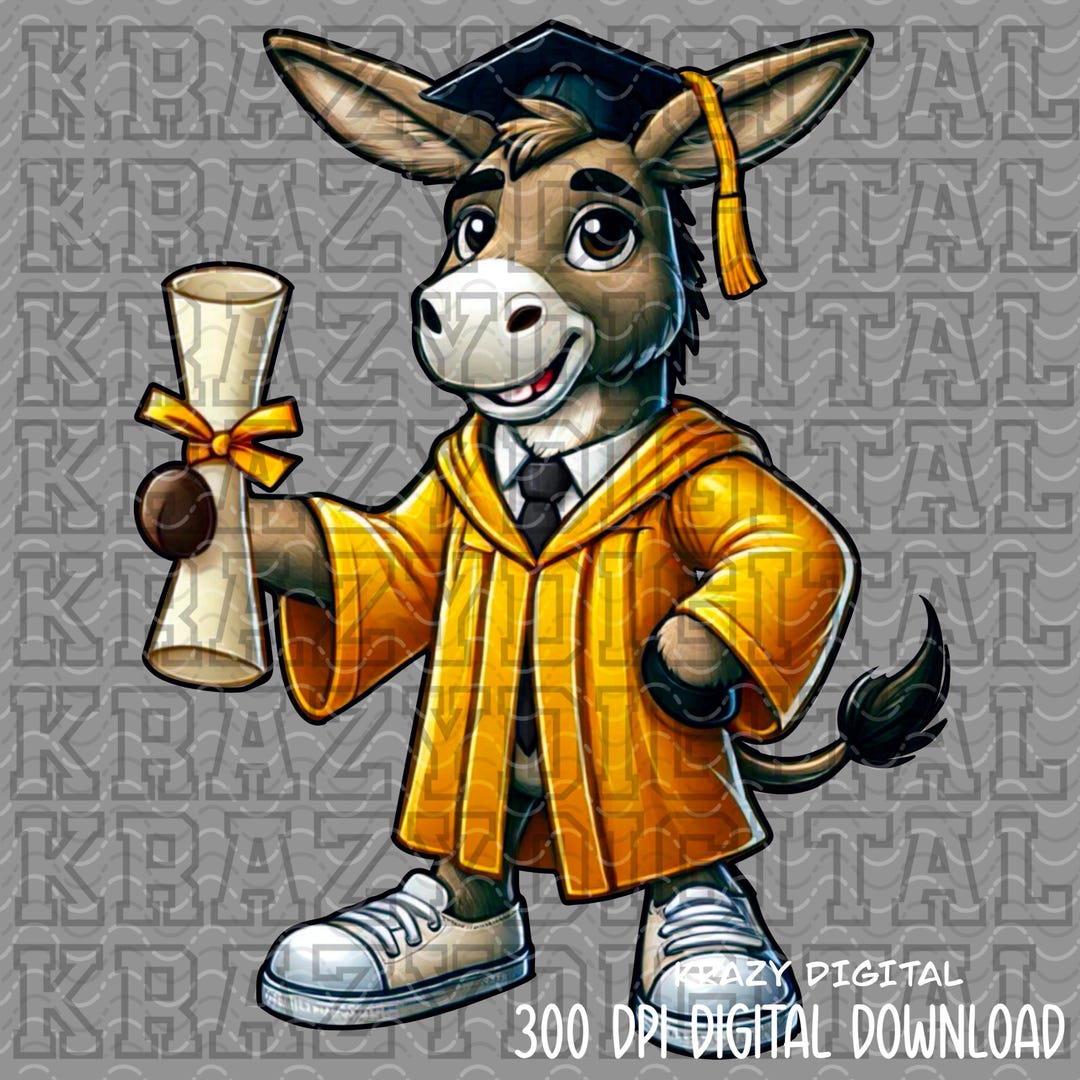 Yellow Donkey Graduation PNG, Burro Senior Design, Yellow Donkey Senior ...