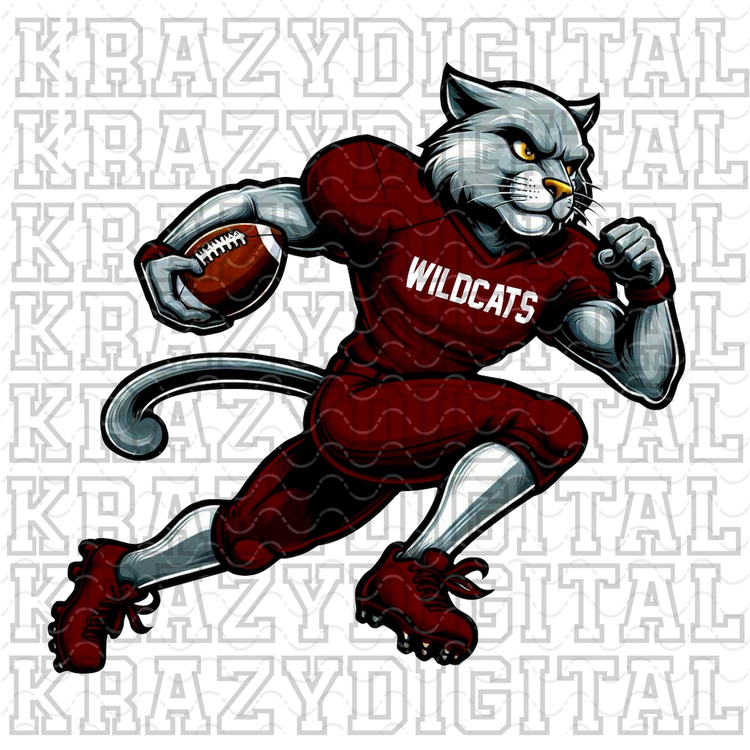 Wildcat Maroon Football PNG, Boy Bobcat Design, Maroon School Mascot ...