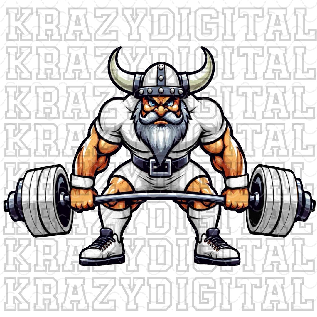 Viking Powerlifting PNG, White School Mascot, Weight Lifting Mascot ...