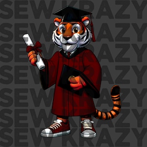 Maroon Tiger Mascot Graduation PNG, Tiger Mascot Graduation Digital ...