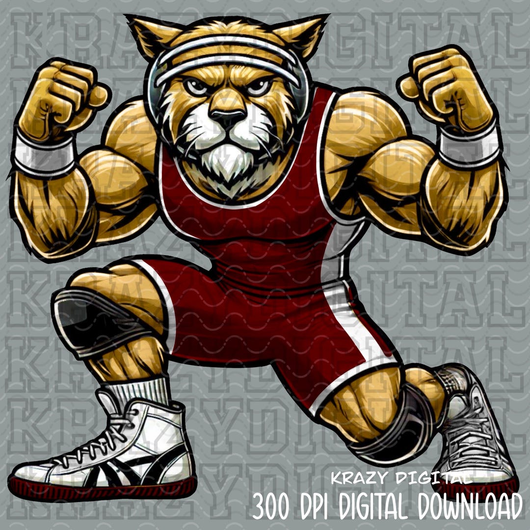 Maroon Bobcat Wrestling PNG, Bobcat Boy Sports Mascot, Wrestling Strong ...