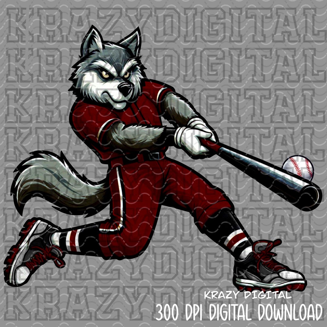 Maroon Wolf Baseball Design, Wolf Baseball PNG, Maroon Timber Wolf File ...