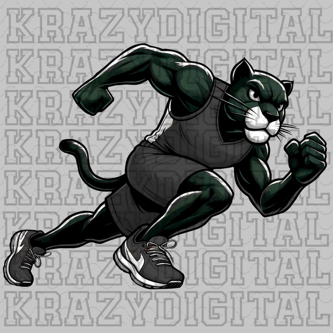 Panther Black Track PNG, Panther Running Mascot PNG, Panther School ...