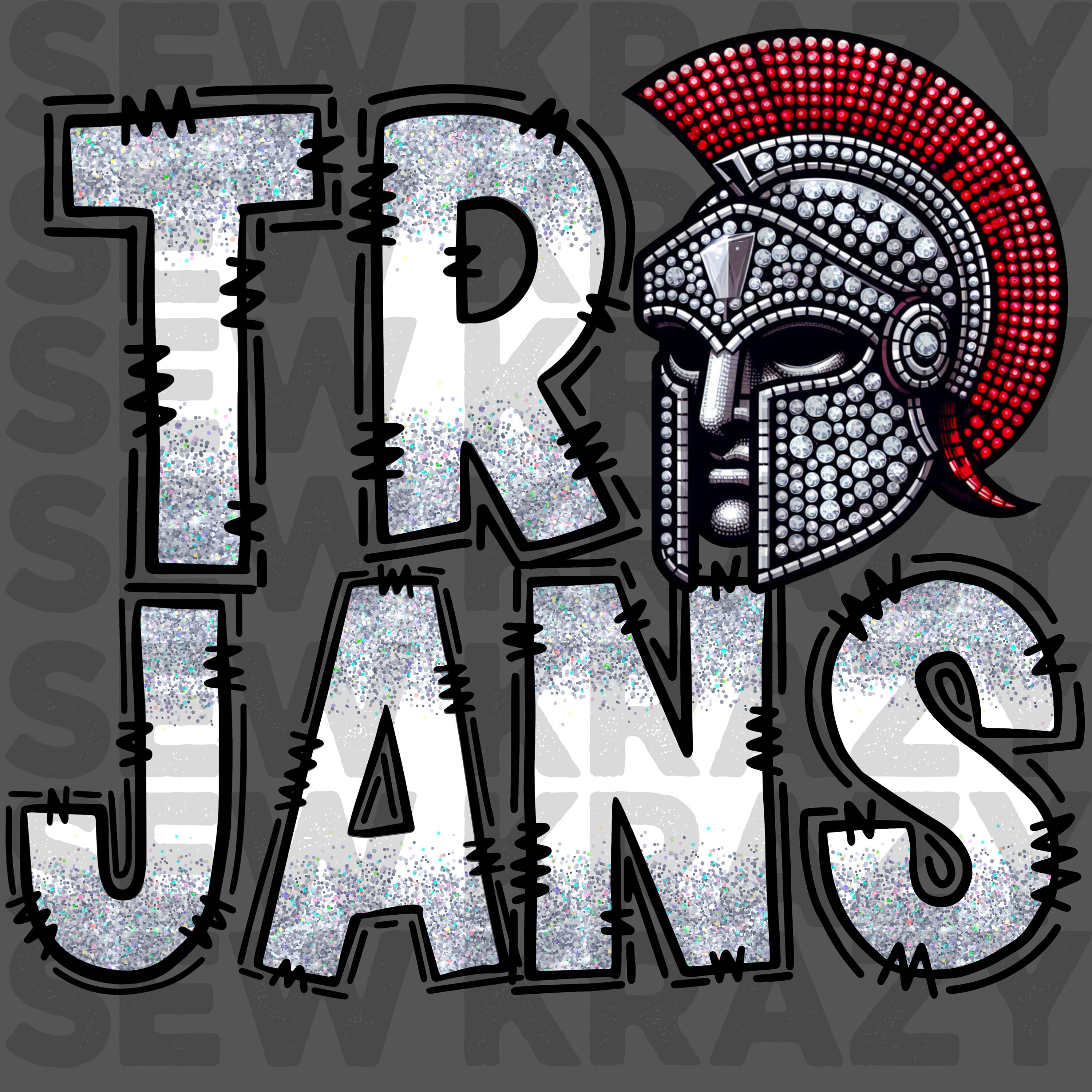 Trojan Rhinestone Mascot PNG, Trojan School Mascot PNG, Glitter Font ...