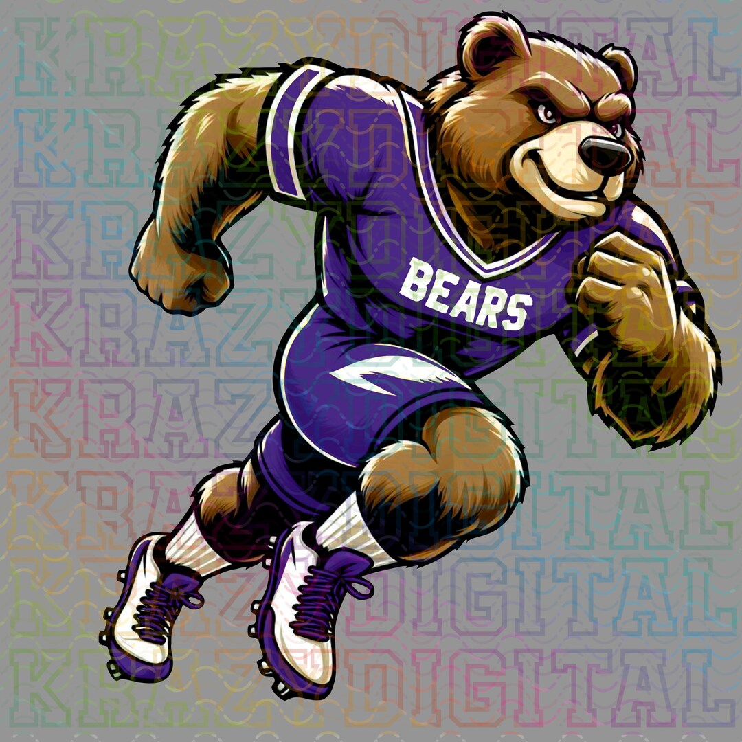 Bears Track PNG, Purple Bears Mascot Digital Design, Bears Cross ...