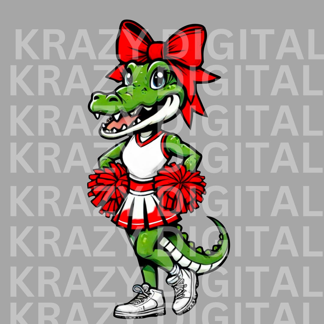 Red Lady Gator Cheerleader PNG, Gator Girl Dance, Red Crocodile School ...