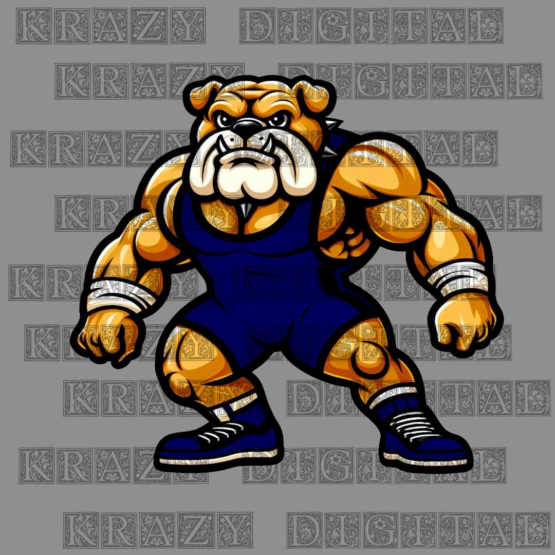 Navy Bulldog Wrestler Mascot PNG, Cartoon Football Power Lifting Mascot ...