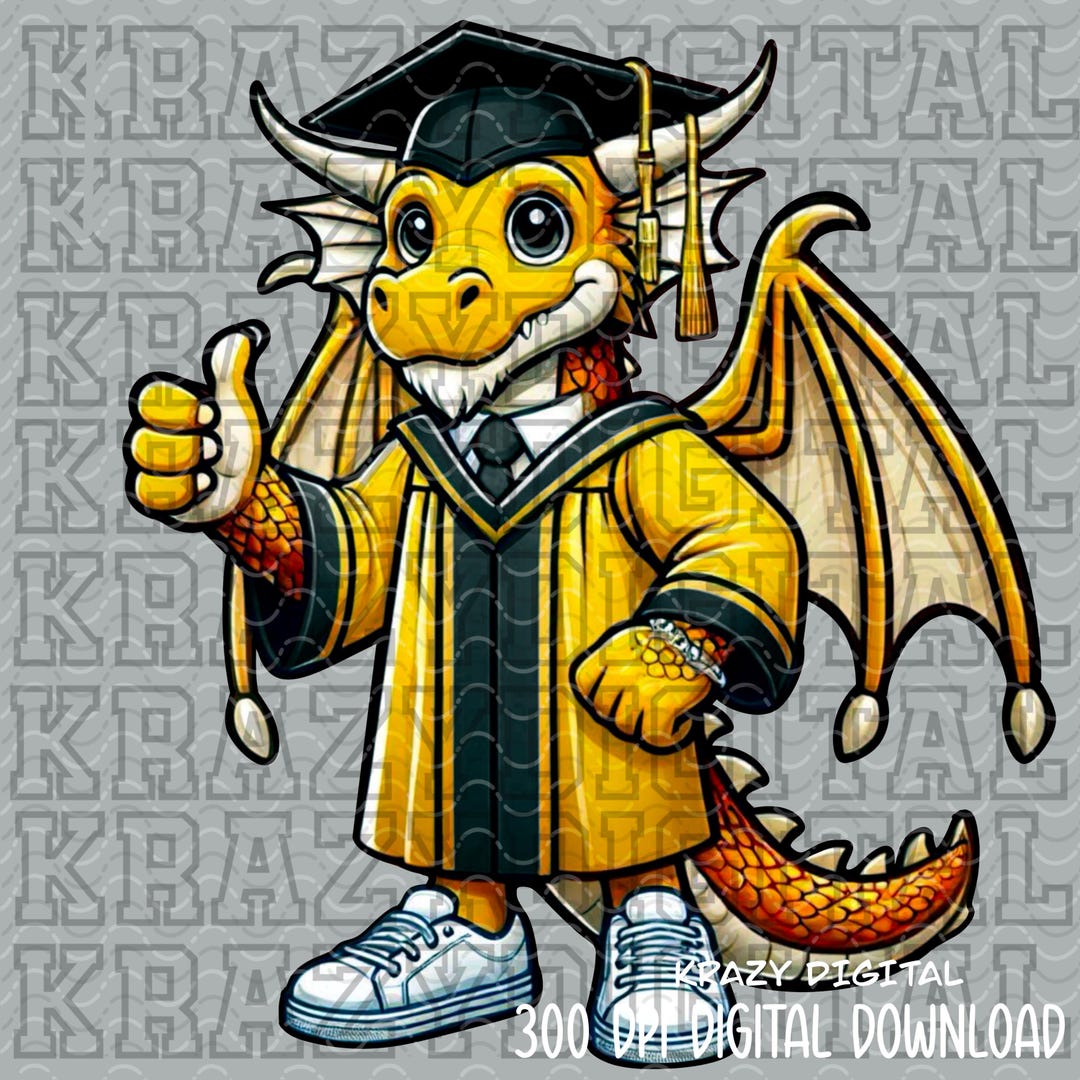 Dragon Yellow Mascot Graduation PNG, Gamer Senior Mascot, Dragon ...