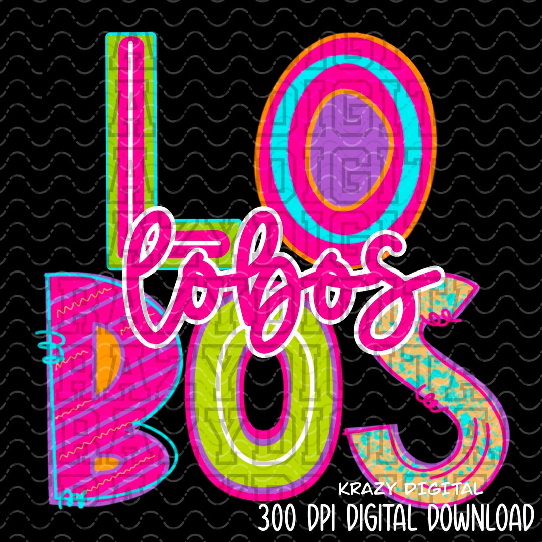 Neon Lobos Sketch Font PNG, Lobo Girl Sister Spirit Digital File ...