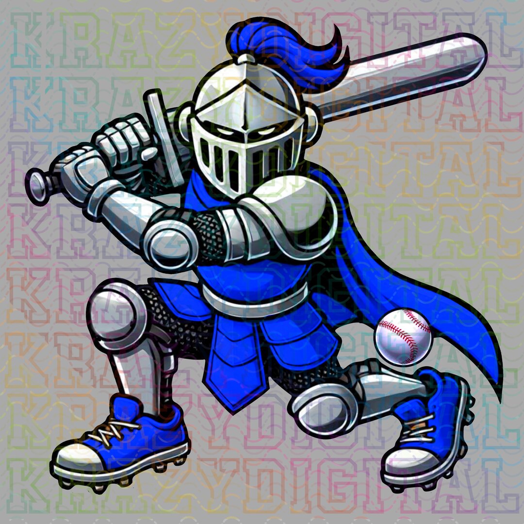 Blue Knight Baseball Mascot PNG, Blue Warrior Boy Mascot, Little ...