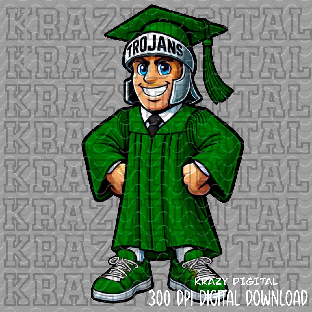 Trojan Green Graduation PNG, Trojan Senior PNG, Green Graduation Gown ...