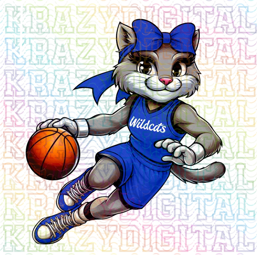Lady Wildcat Basketball Blue PNG, School Mascot Design, Wildcat Spirit ...