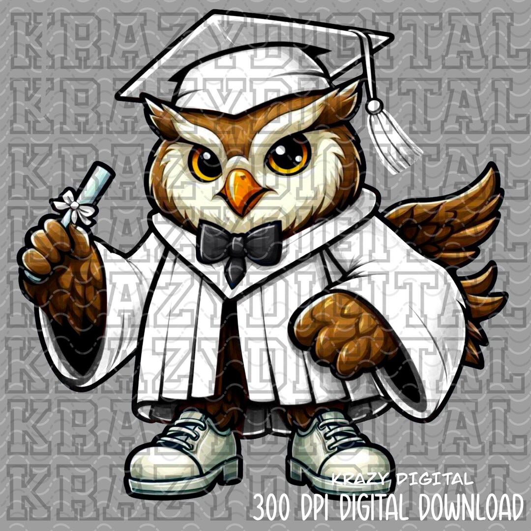 White Owl Graduation PNG, Owl Senior Mascot, Owl Graduation PNG, Owl ...