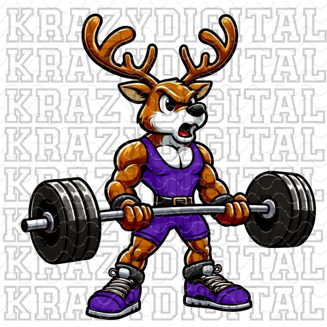 Purple Reindeer Powerlifting PNG, Purple Deer Mascot Digital Design ...
