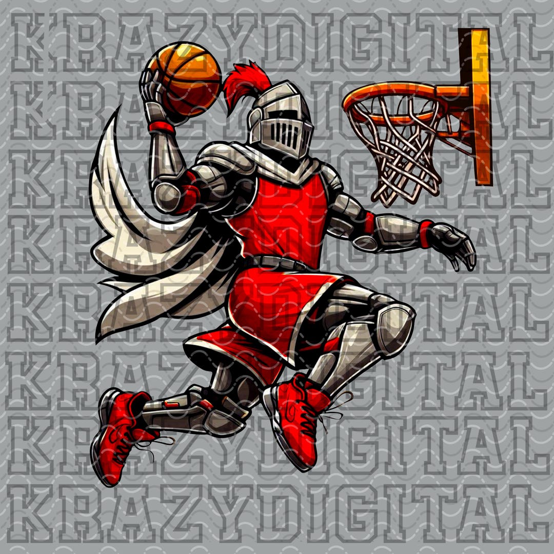 Red Knight Basketball Mascot PNG, Red Warrior Boy Mascot, Little ...