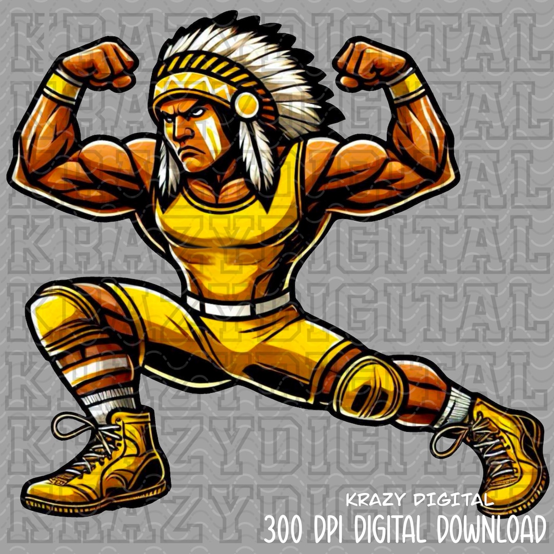 Yellow Indian Wrestling Mascot PNG, Boy Indian Sports PNG, Wrestling ...