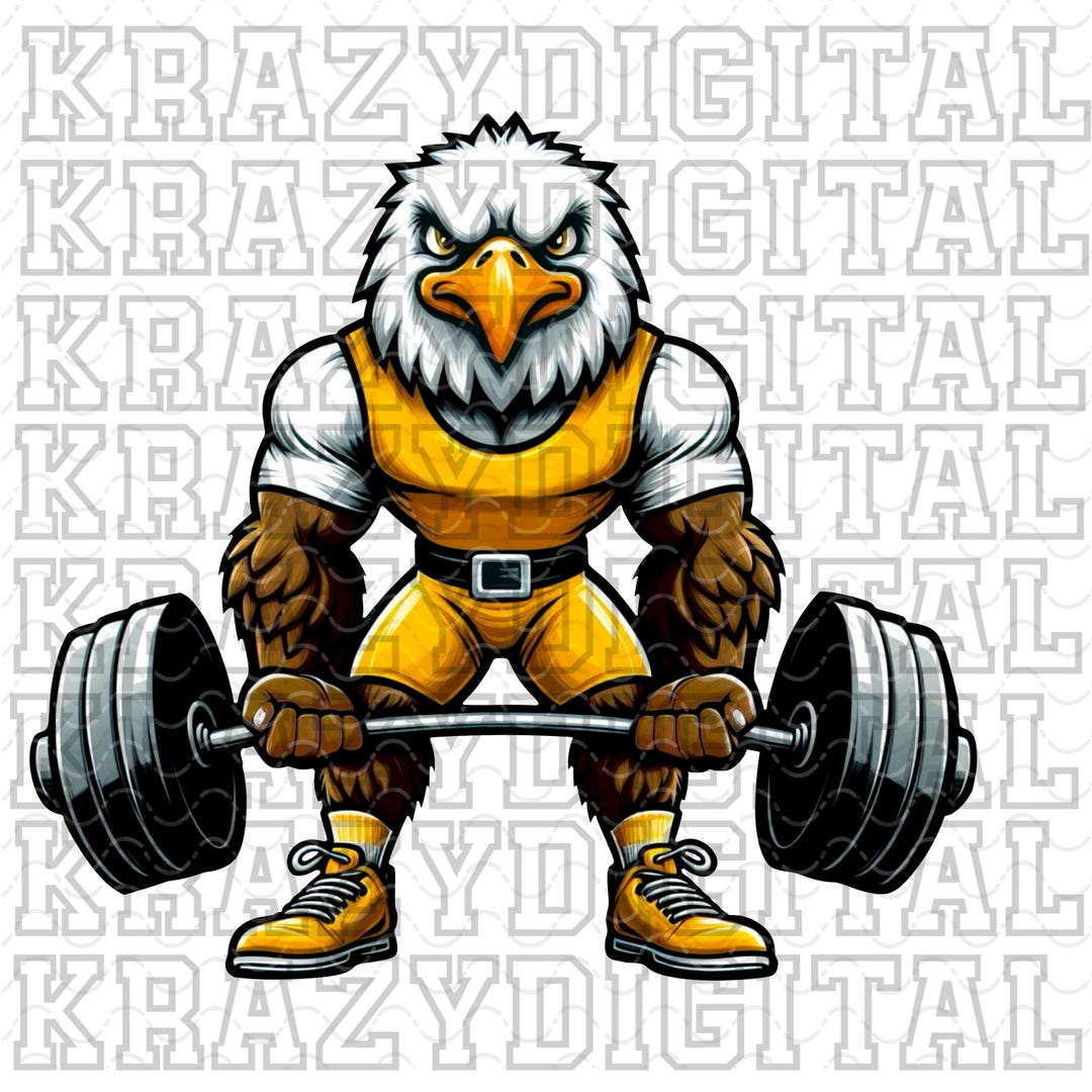 Eagles Yellow Powerlifting Mascot PNG, Boys School Mascot Digital ...