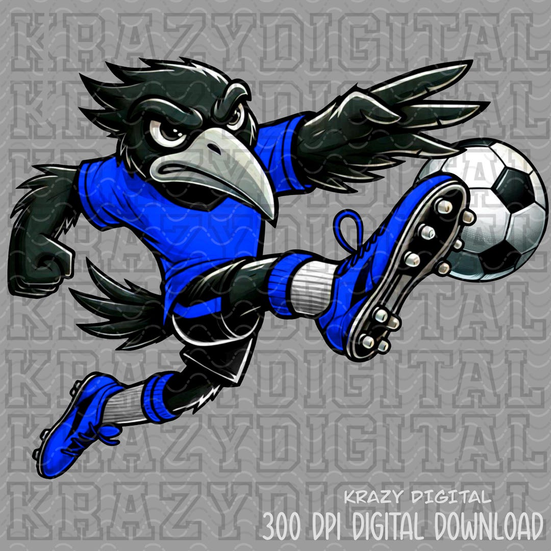 Blue Raven Soccer Mascot PNG, Raven Mascot Digital File, Blue Raven ...