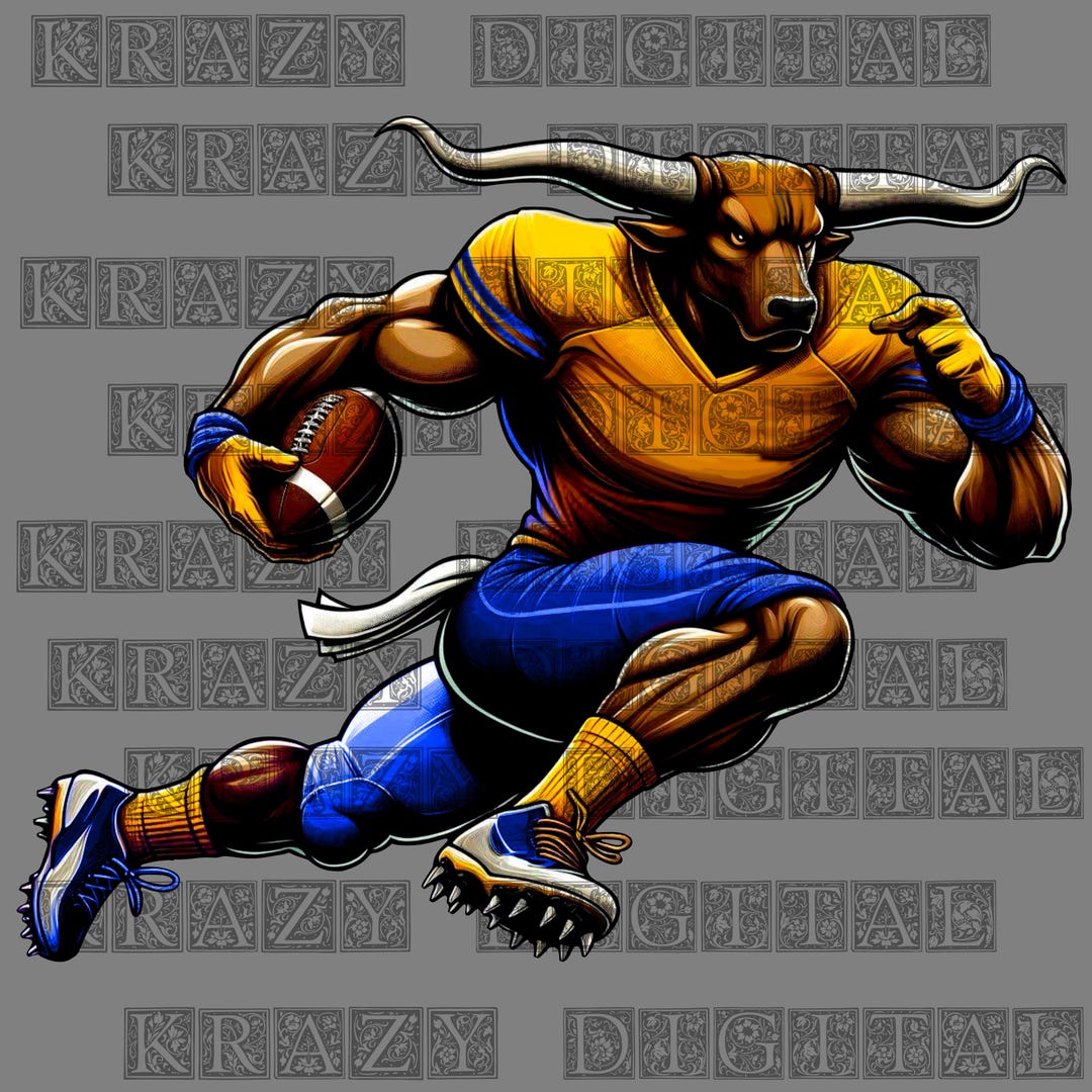 Longhorns Blue Golden Yellow Football Mascot PNG, Longhorn Blue Mascot ...