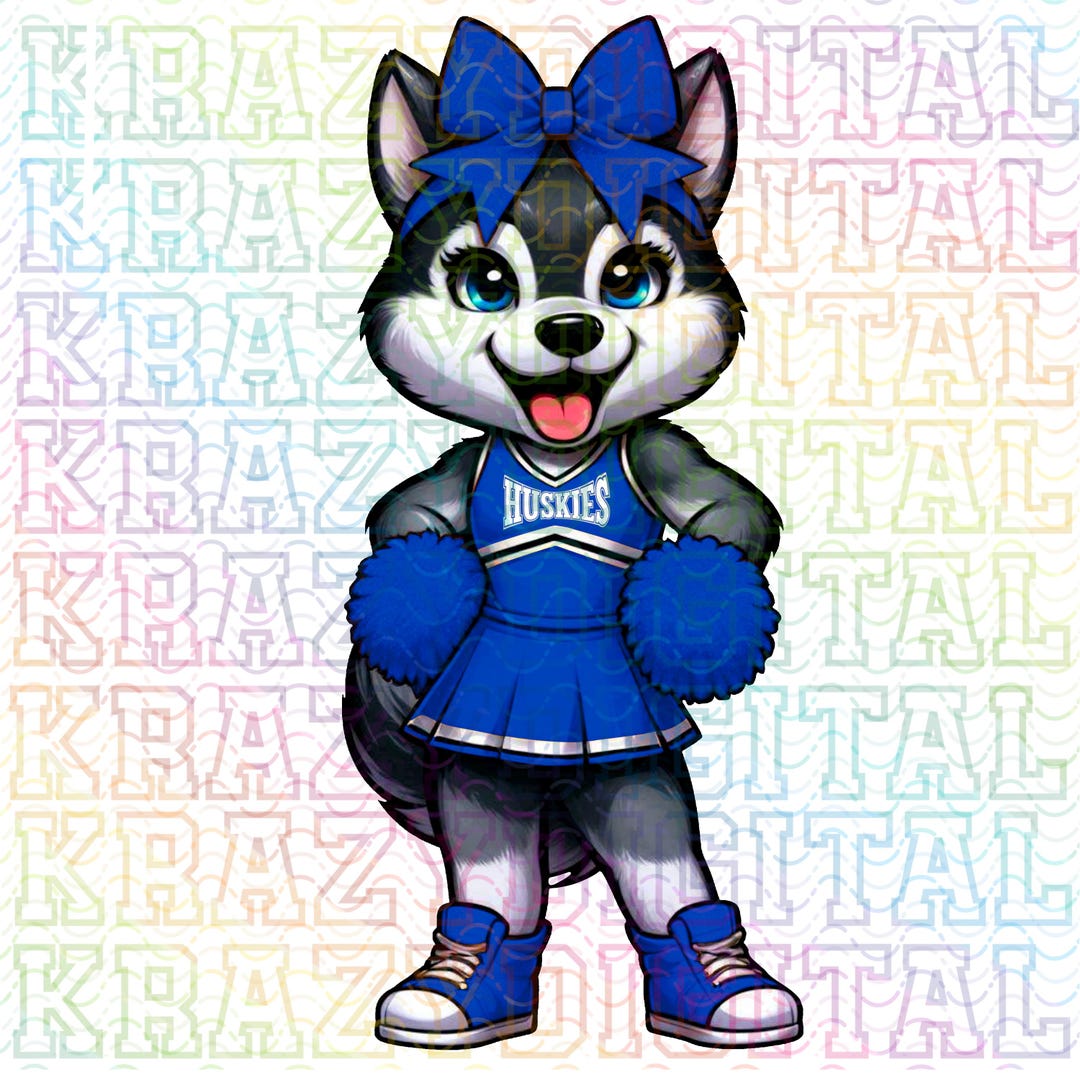 Husky Blue Cheerleader Mascot PNG, Husky Mascot Girl Design, Husky ...