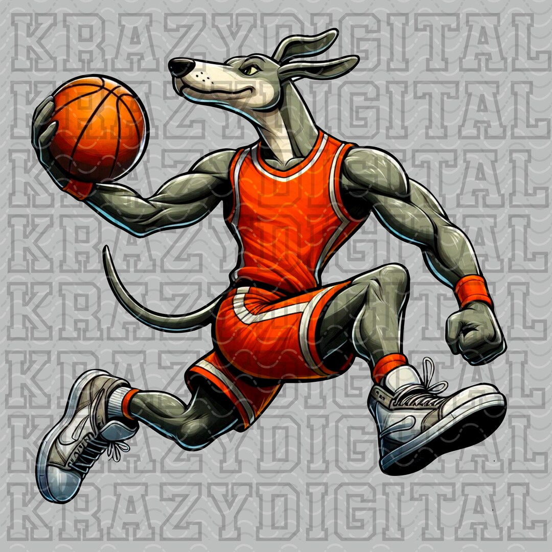 Orange Greyhound Basketball Mascot PNG, Cartoon Basketball Orange ...