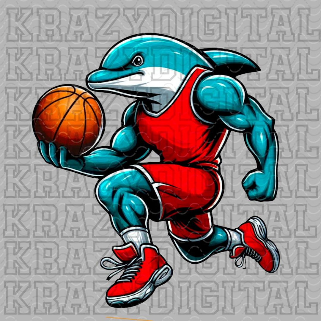 Dolphin Basketball Red PNG, Boy Sports Design, Fun Basketball Design ...