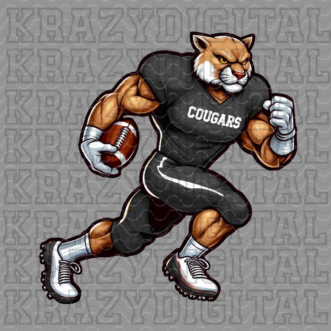 Cougar Football Black PNG, Cougar Mascot PNG, Football Cougar Mascot ...