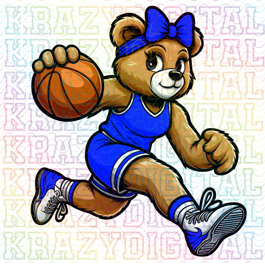 Lady Bears Blue Basketball Mascot PNG, Bears Mascot Artwork, Dunking ...