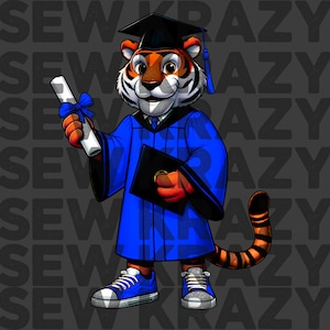 Tiger Mascot Graduation PNG, Tiger Mascot Graduation Digital Design ...