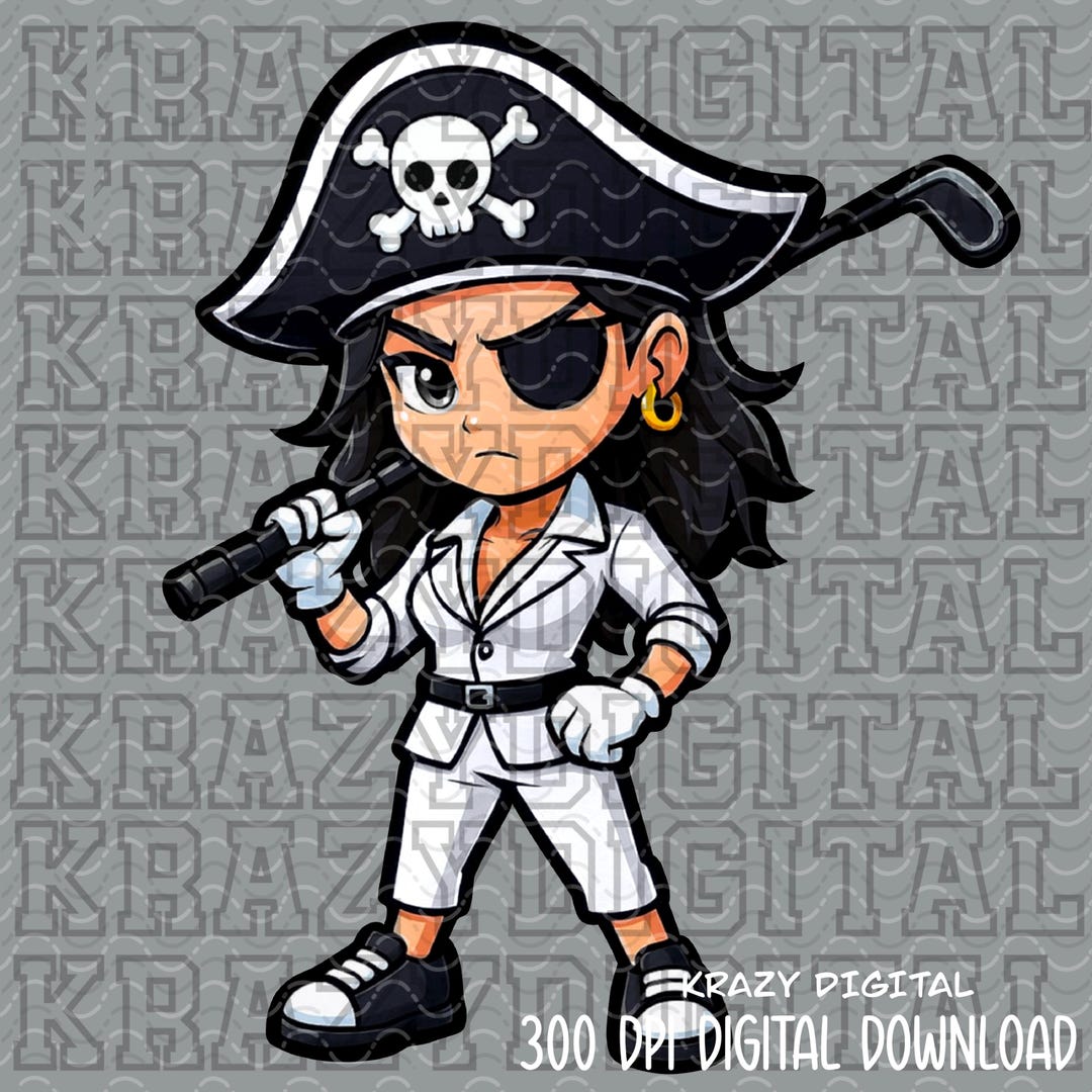 Lady Pirate Golf PNG, White Pirate Girl Digital File, Girl Golf Team ...