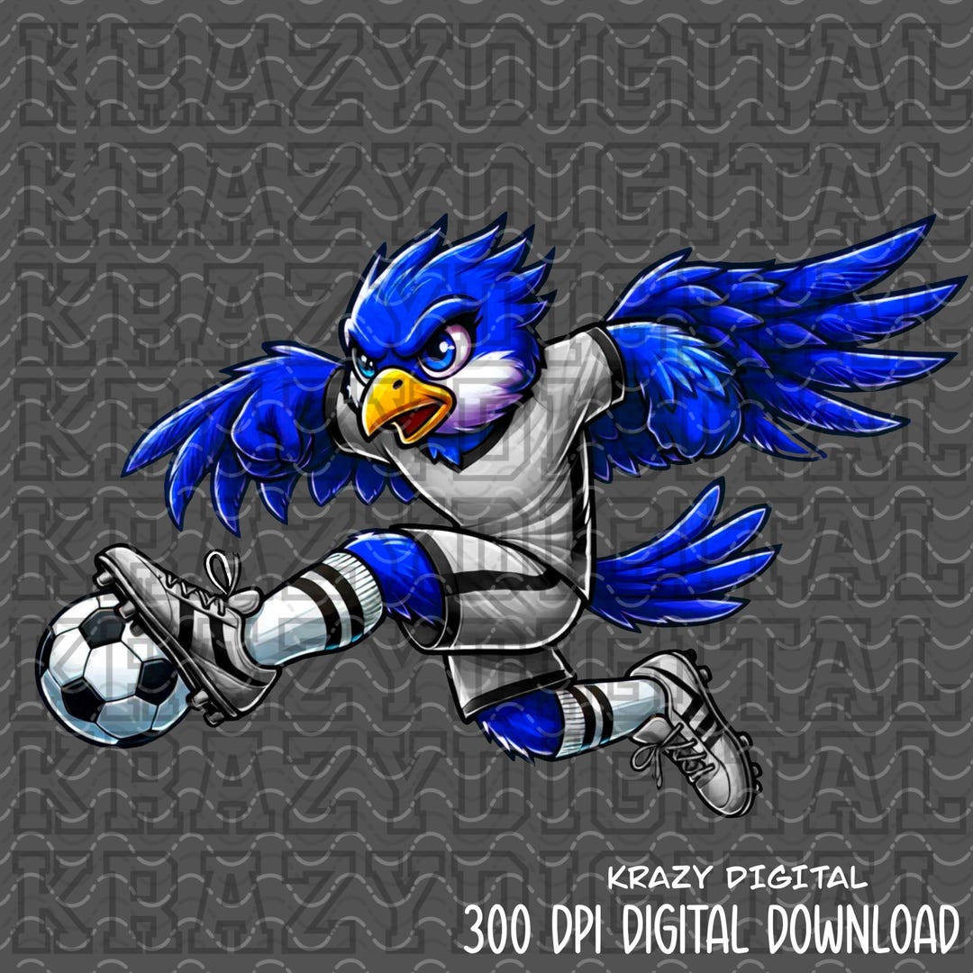 Bluejay Soccer Mascot PNG, Strong Blue Bird Sports File, Bluejay ...